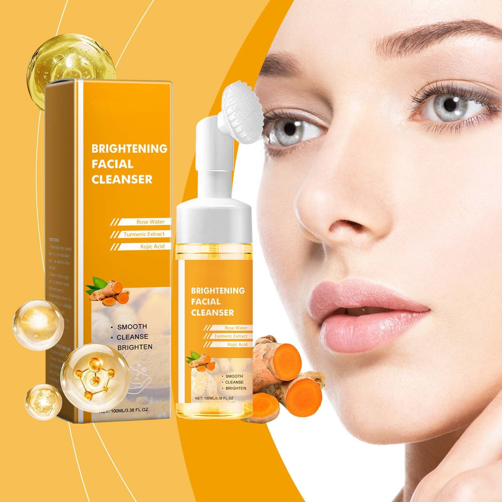 XWSHYW Limpiador Facial Limpiador Facial de Cúrcuma, Limpieza Profunda, Hidratante, Iluminador ...