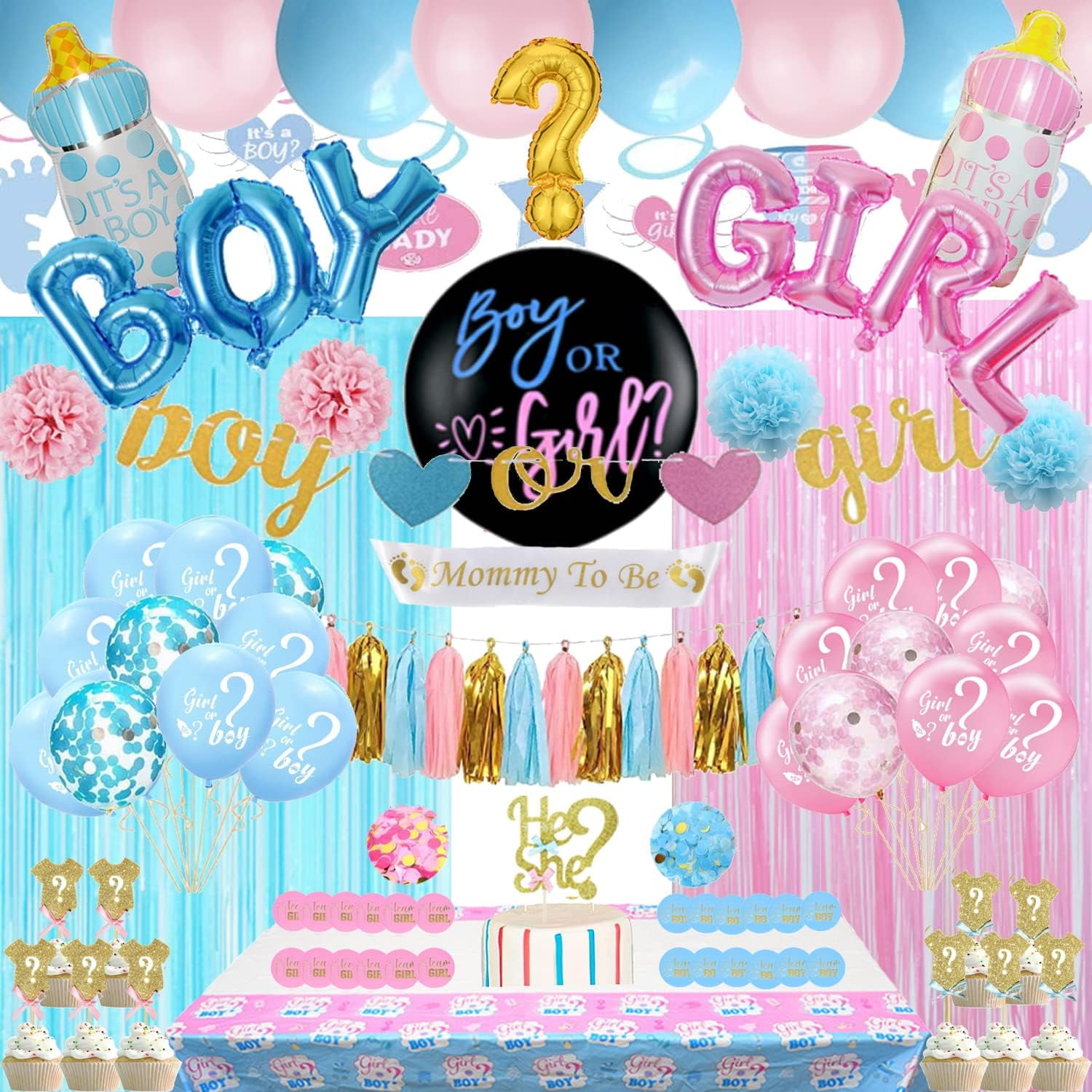 Click here for Finypa Gender Reveal Decorations 143pcs Baby Gende... prices