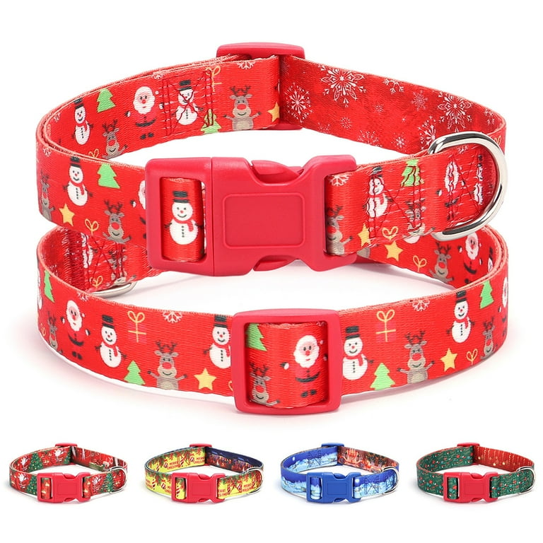 Tiberpet Christmas Dog Collar and Leash 2 PCS Outfit Cozy Adjustable Dogs Puppy Collar for Small Medium Large Breed Dogs