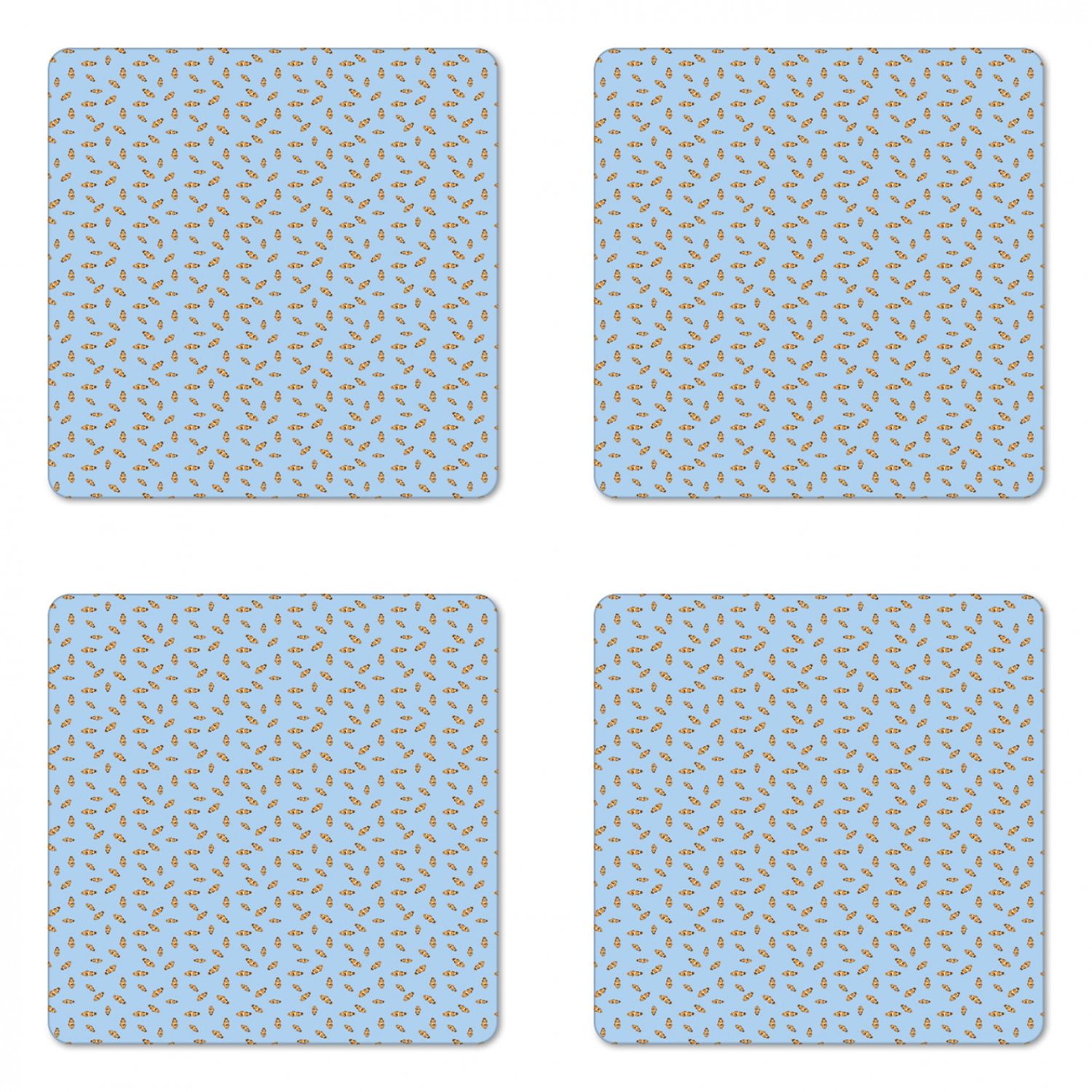 Cartoon Coaster Set of 4, Illustration of Clownfish Repetitive ...