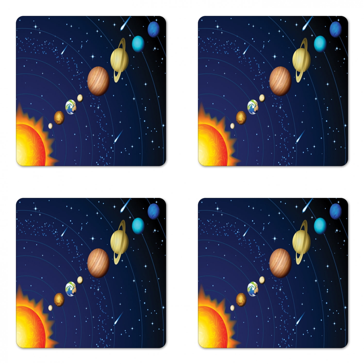 Space Coaster Set of 4, Solar System Sun Uranus Venus Jupiter Mars ...