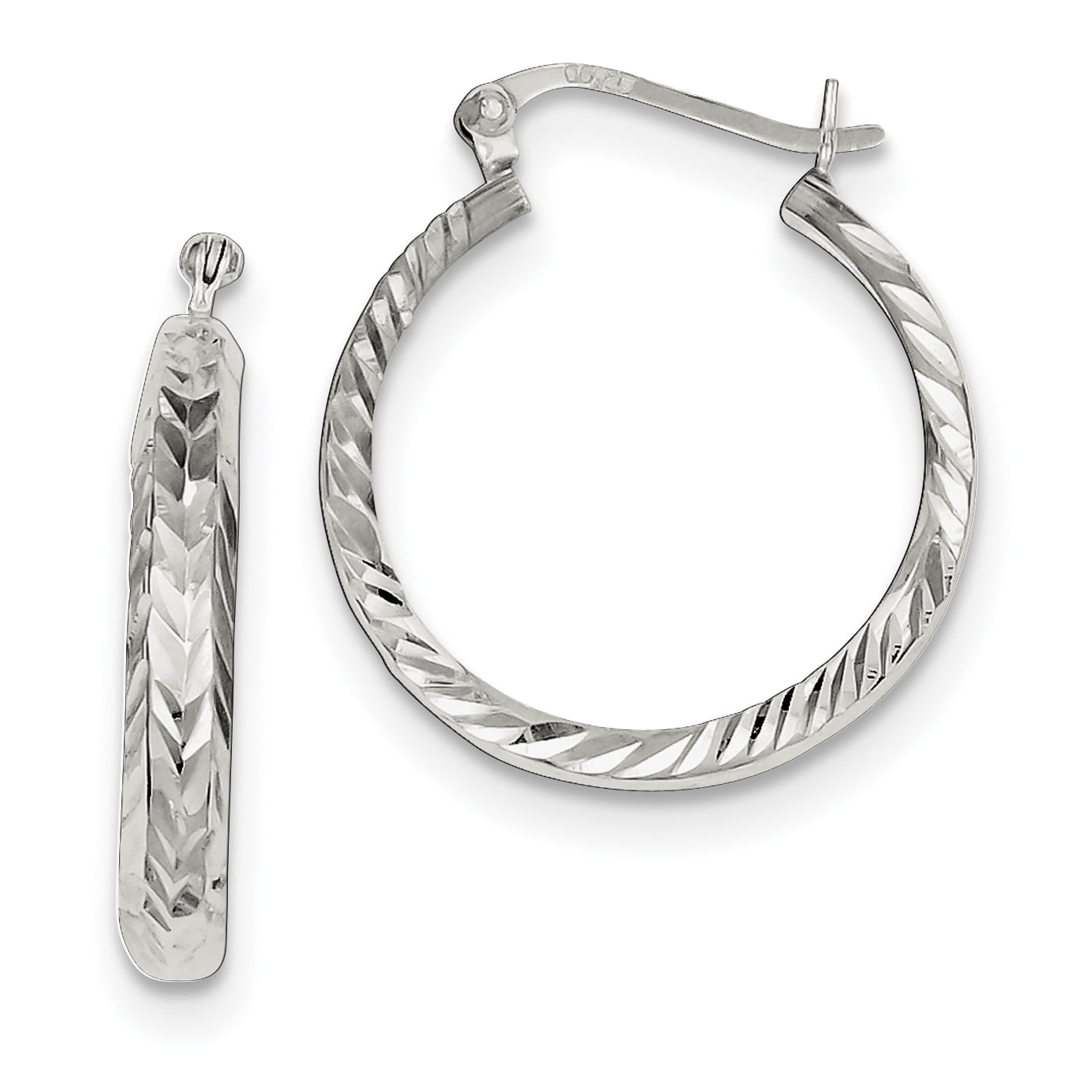 Primal Silver Sterling Silver 4mm Diamond-cut Hoop Earrings - Walmart.com