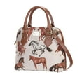 Signare Tapestry Running Horse Brown and Beige Convertible Top Handle ...