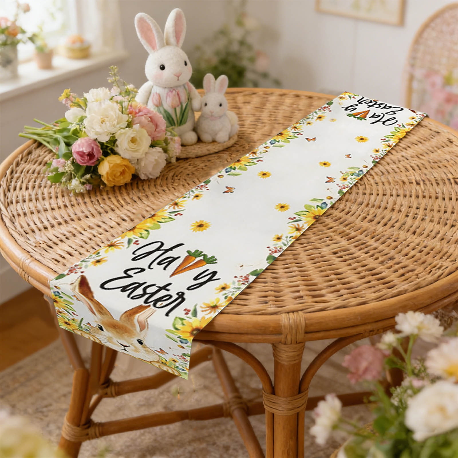 Yhmxh Easter Table Flag Linen Double-Sided Tablecloth Tablecloth 13.76x11x0.79 Inch