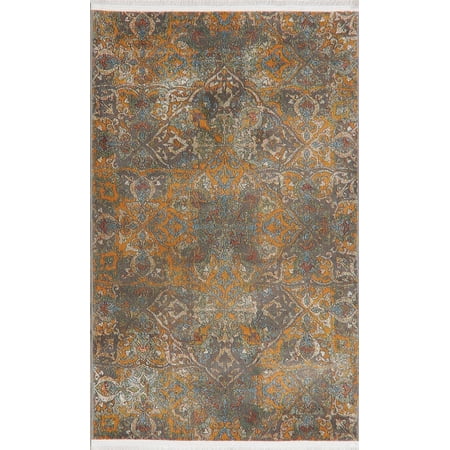 Multi-Color Damask Distressed Geometric Turkish Oriental Area Rug ...