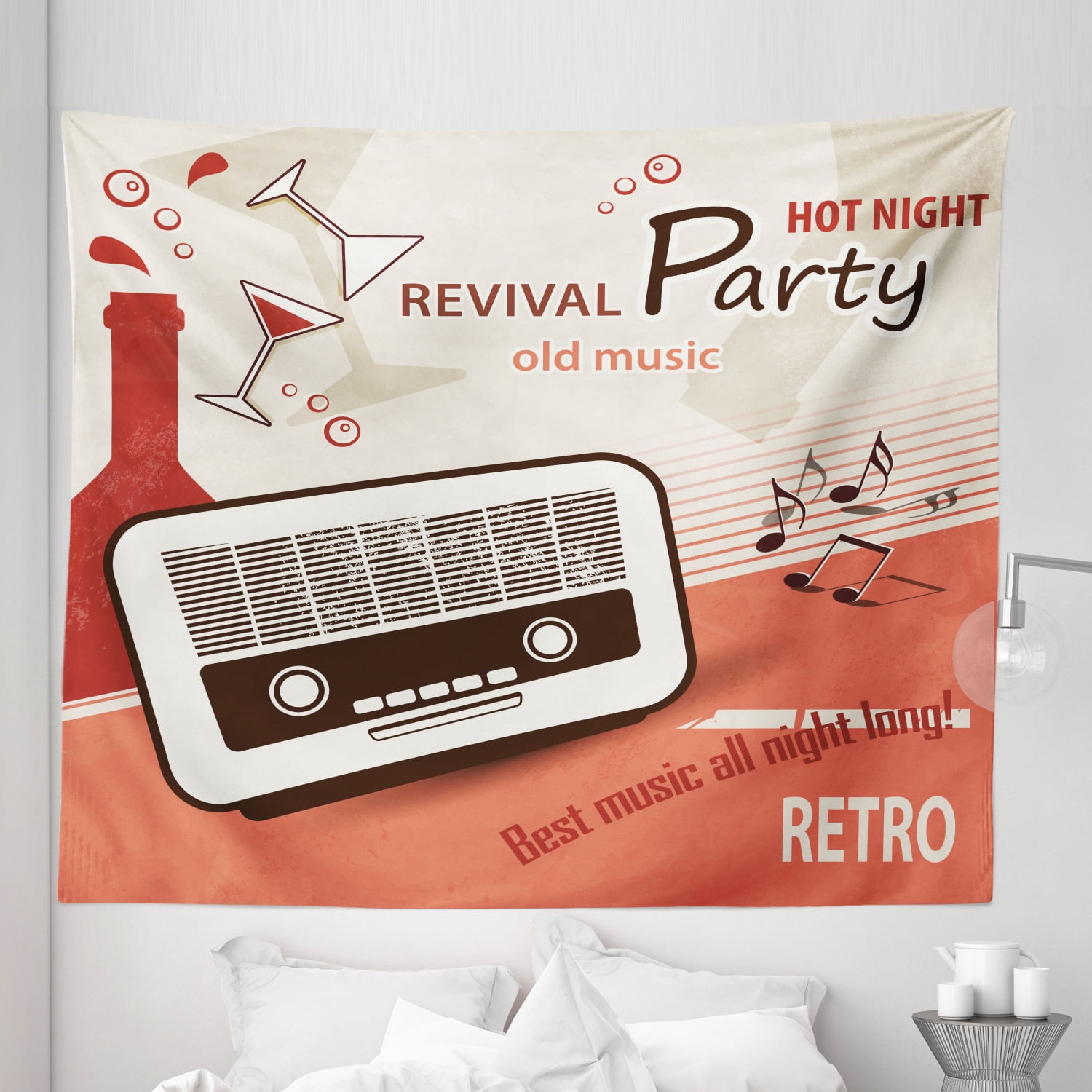 Vintage Tapestry, Old Fashioned Party Poster Old Radio Cocktails ...