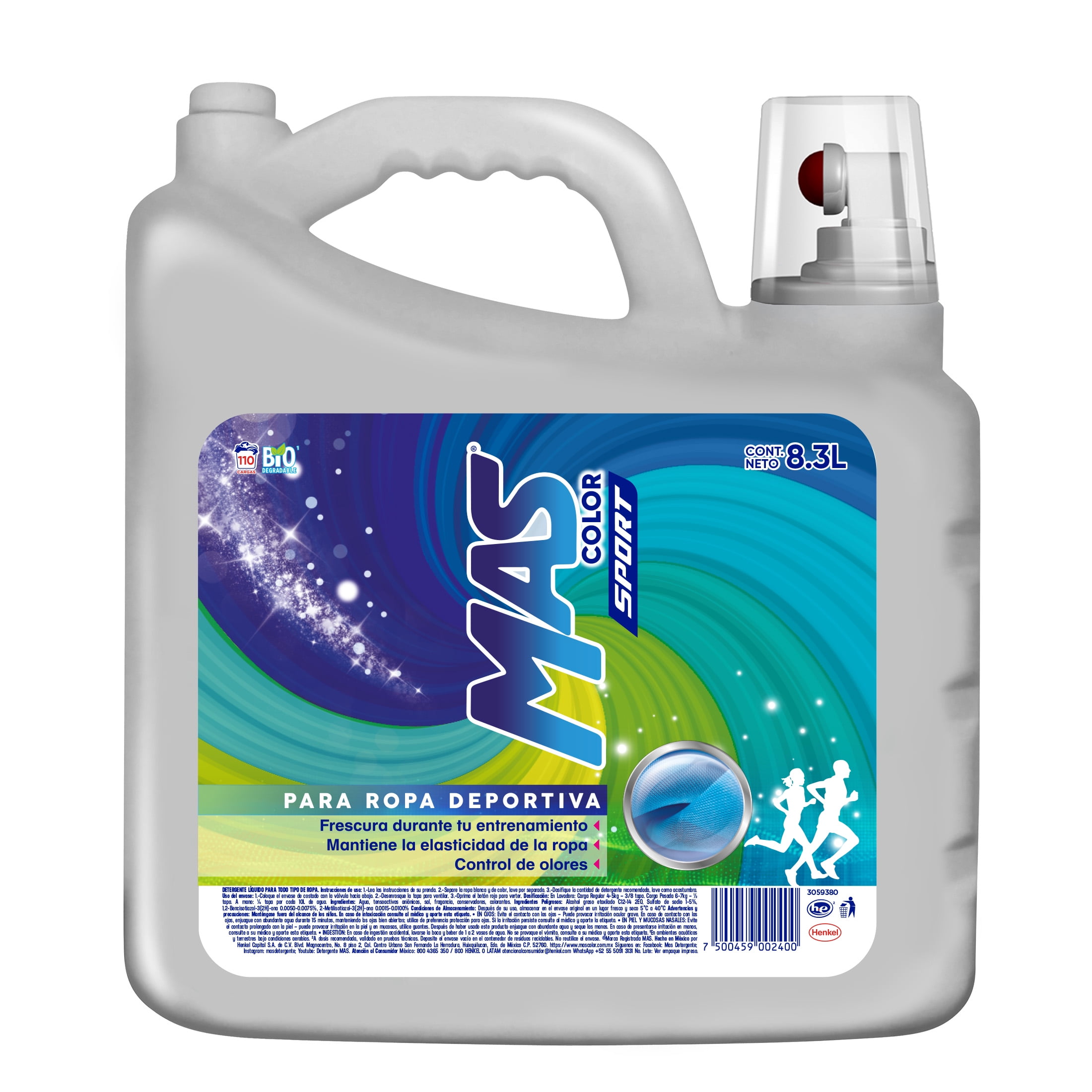 Detergente líquido MAS Sport 8.3L | Walmart en línea