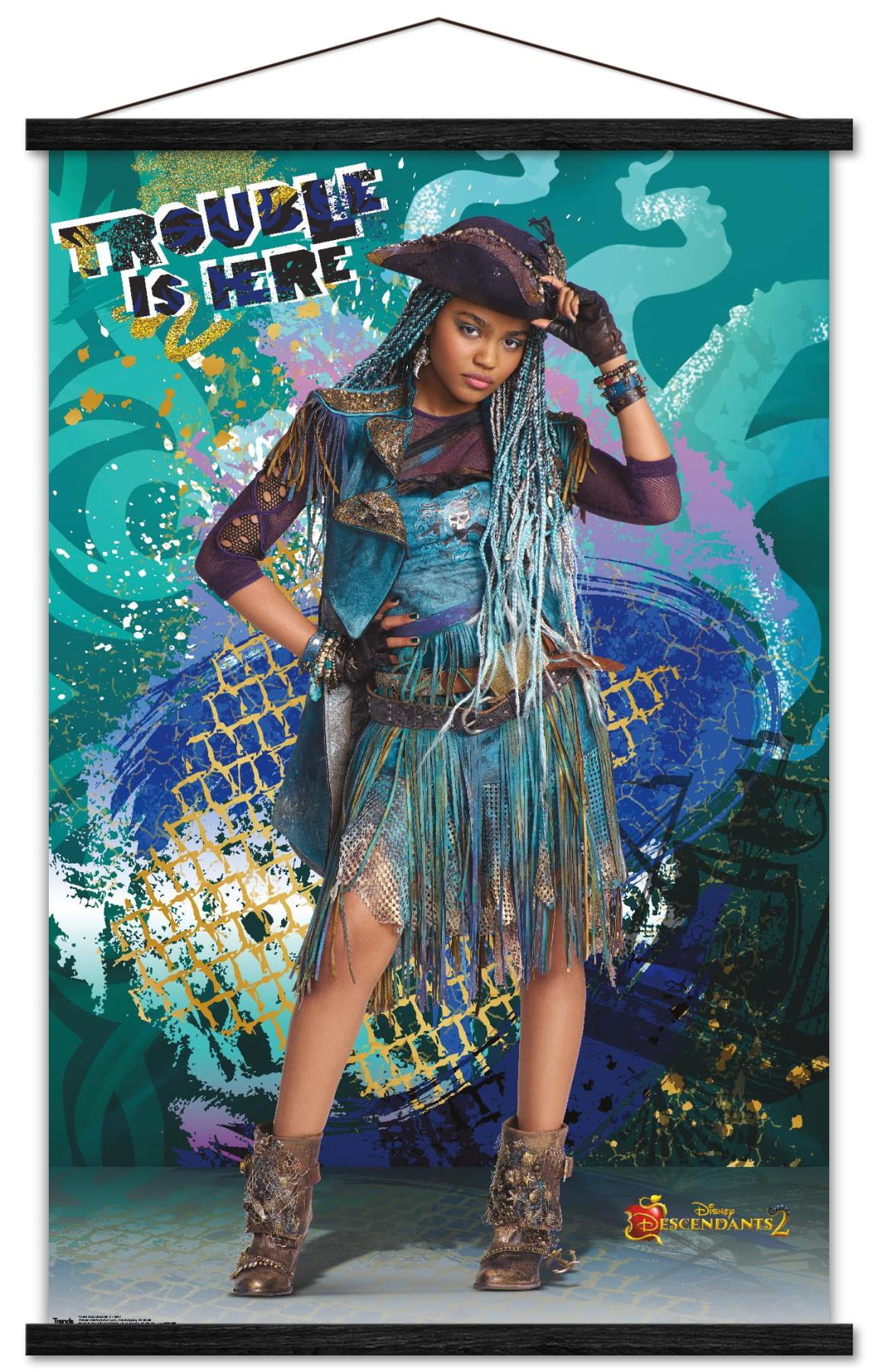 Disney Descendants 2 - Uma Wall Poster with Wooden Magnetic Frame, 22. ...