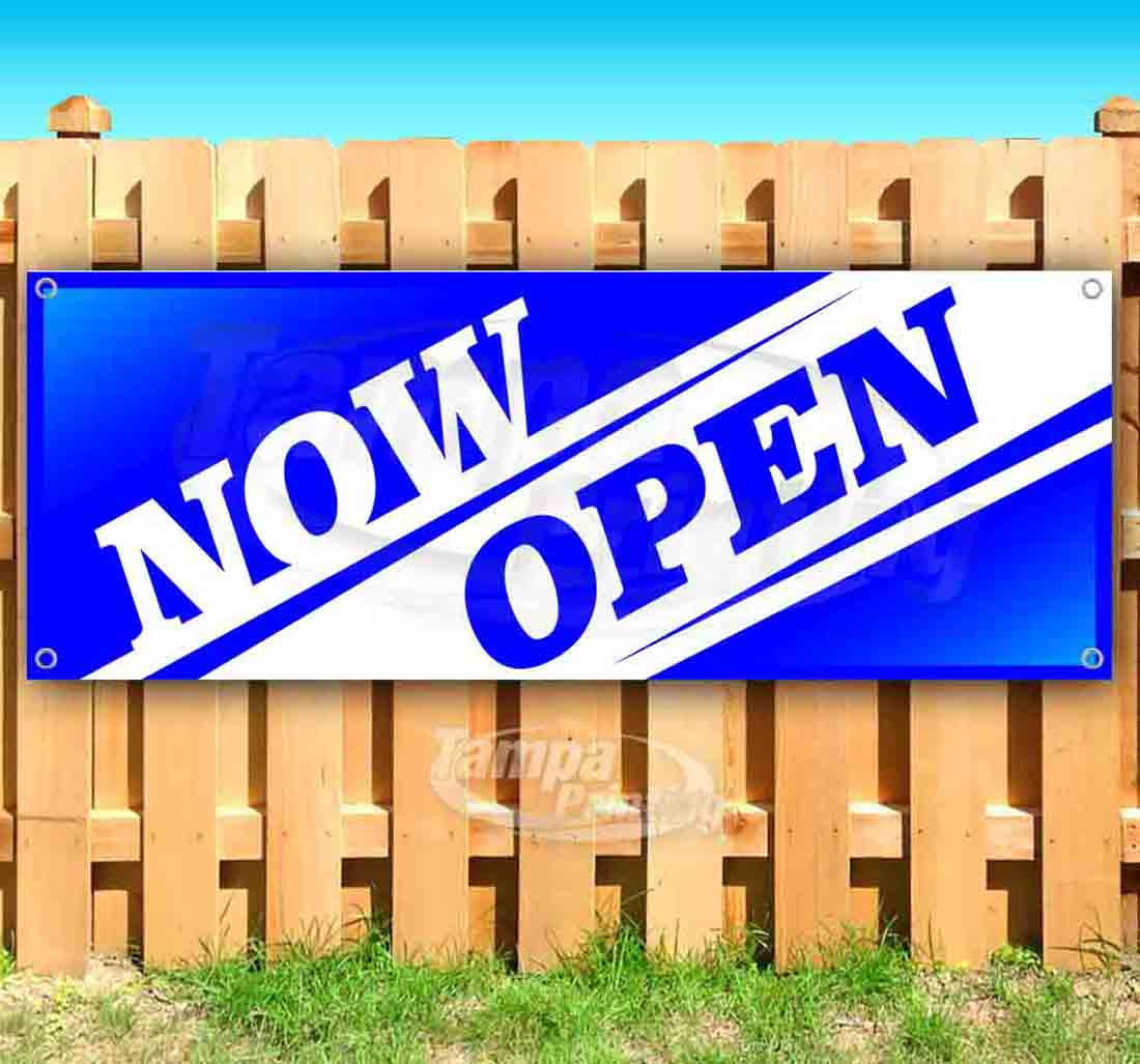 Now Open Slant 13 oz Vinyl Banner With Metal Grommets - Walmart.com