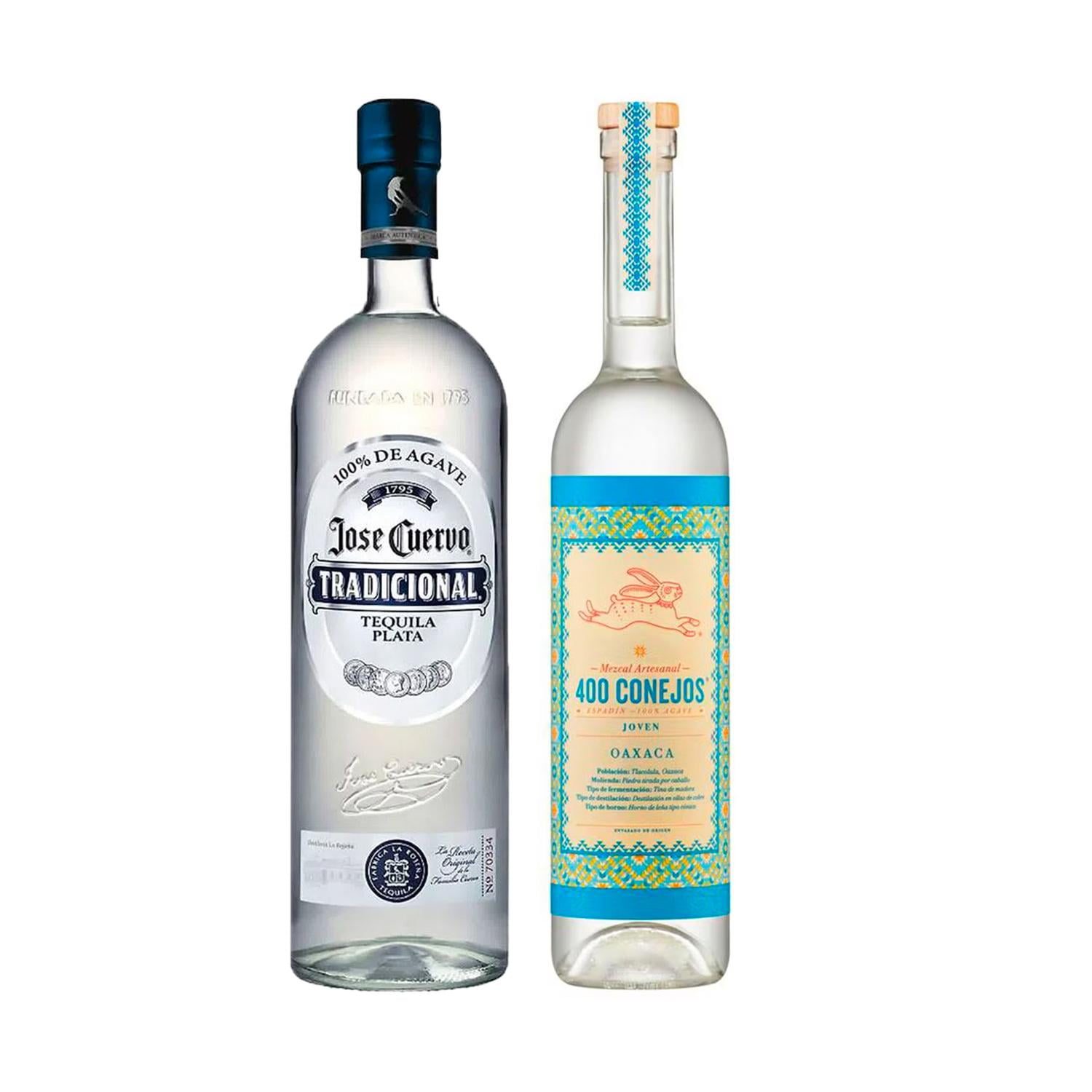 Tequila Jose Cuervo Tradicional Plata 950 ml + Mezcal 400 Conejos Joven ...