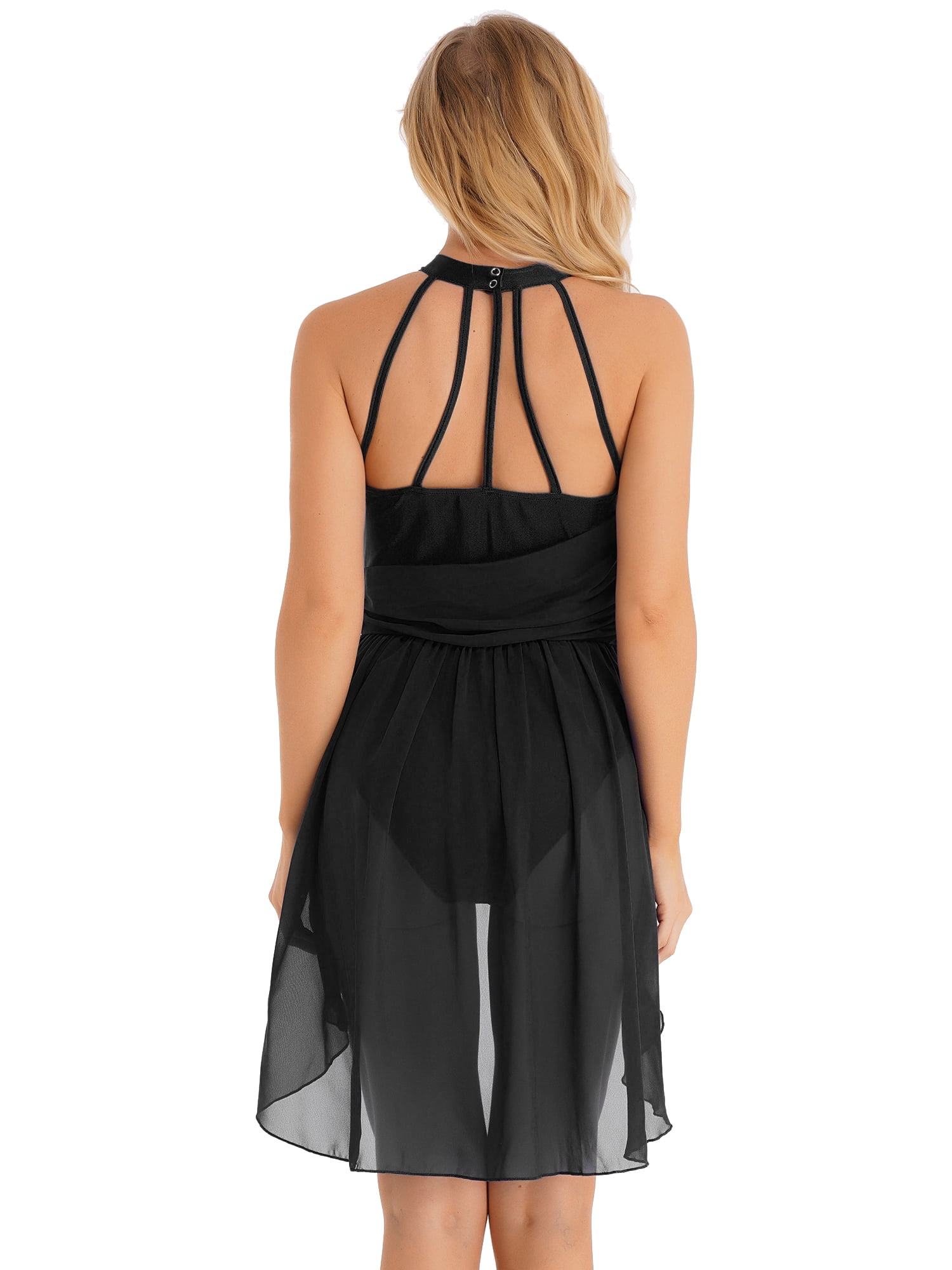 Aislor Womens Halter Neck Chiffon Leotard Dress Dancewear Lyrical Dance ...