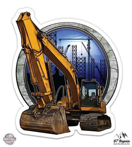 Backhoe - 5" Vinyl Sticker - For Car Laptop I-Pad - Waterproof Decal ...