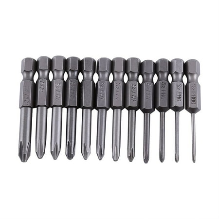 Cross Head Screwdriver Bit Set Alloy Steel 12pcs Magnetic PH00 PH0 PH1 ...