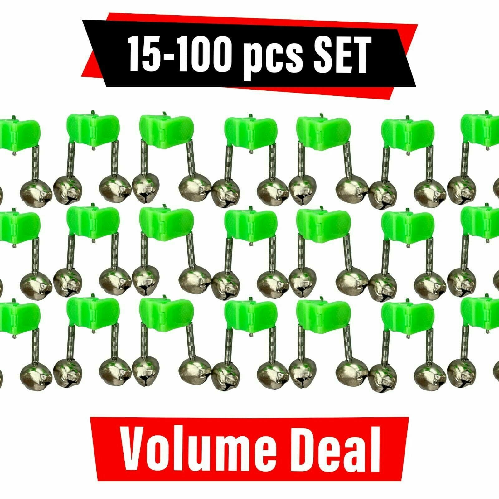 UFISH Fishing Rod Bells 15-100 Pcs Set Bite Pole Double Clip Alert ...