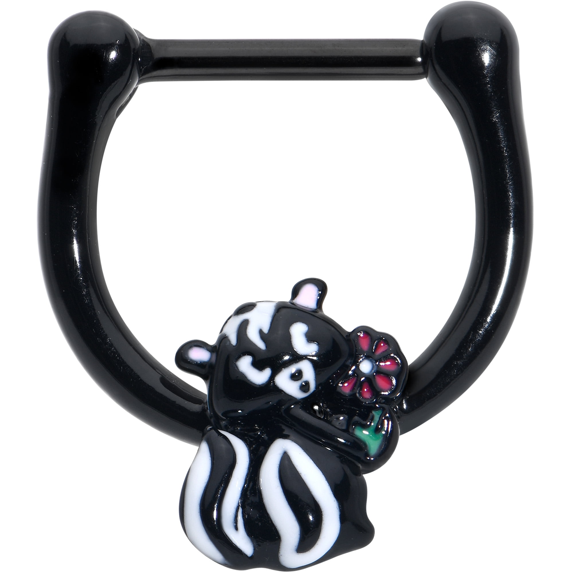 Body Candy 16G Surgical Steel Black Septum Jewelry Funky Skunk Daith ...