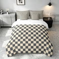Manfei Checkerboard Full Size Bedding Sets, Beige Gray Plaid Buffalo ...