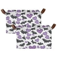 Bats Purple Hearts Pattern Collapsible Storage Bin Open Home Shelf ...