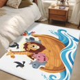 Area Rug 3x5ft Lion Giraffe Bird Boat Ocean Waves Area Rugs Washable ...