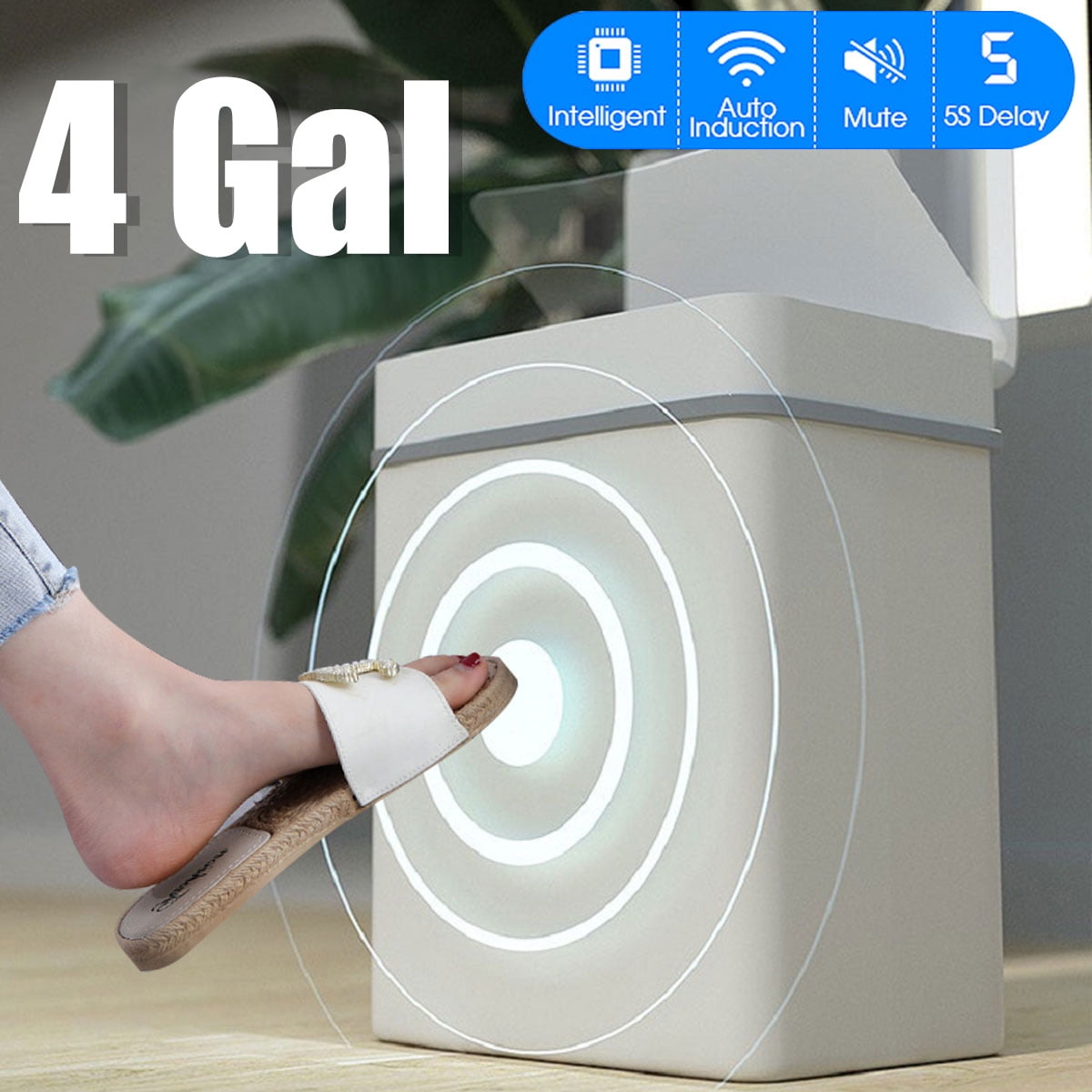 4 Gallon Automatic Trash Can Touch Free Waste Bin, Infrared Motion ... 4 Gallon Automatic Trash Can Touch Free Waste Bin, Infrared Motion ...