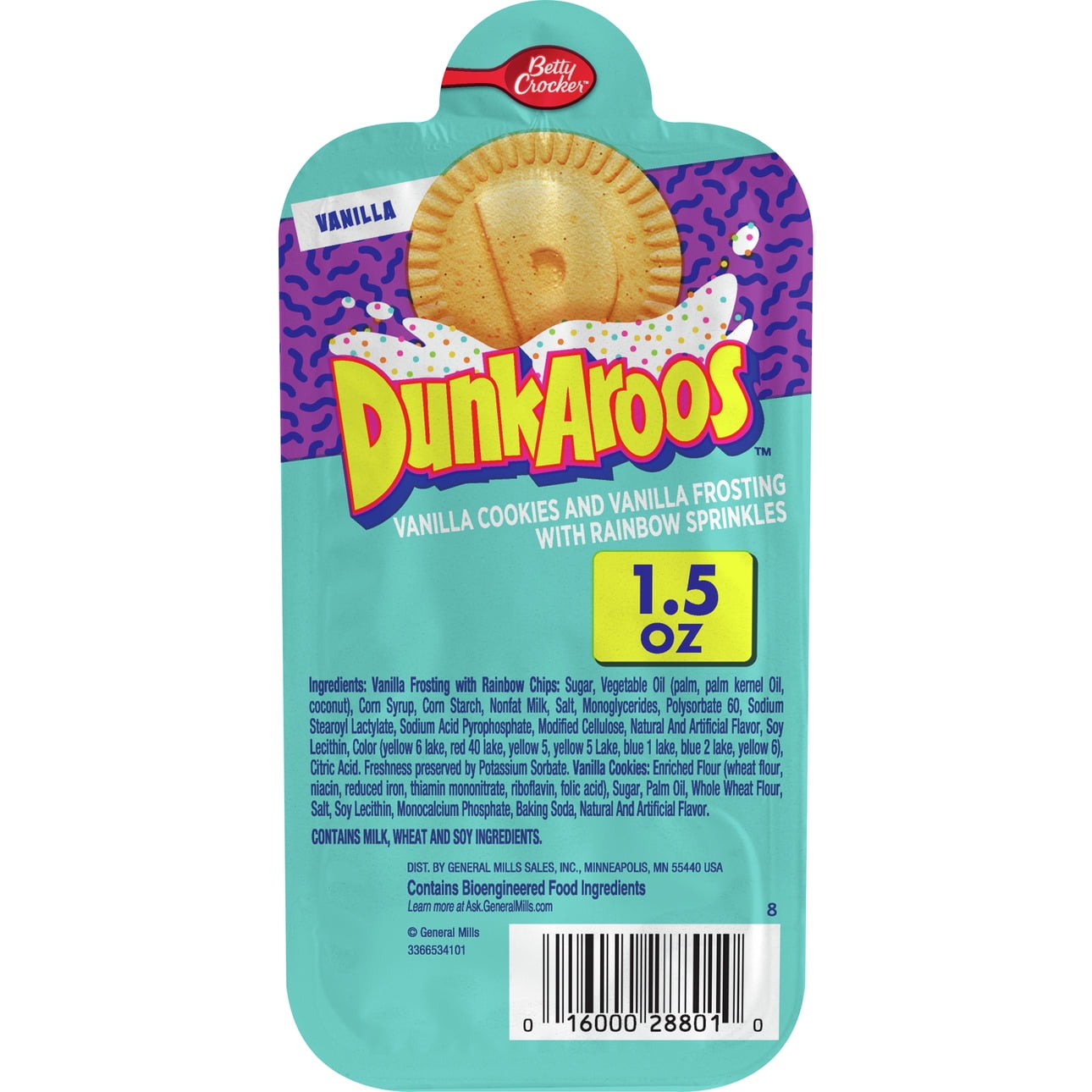 Dunkaroos Vanilla Cookies and Vanilla Frosting, Rainbow Sprinkles, 1.5 ...