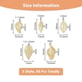 50Pcs 5 Styles Rack Plating Alloy Pendants Leaf Charms Light Gold 19~35 ...