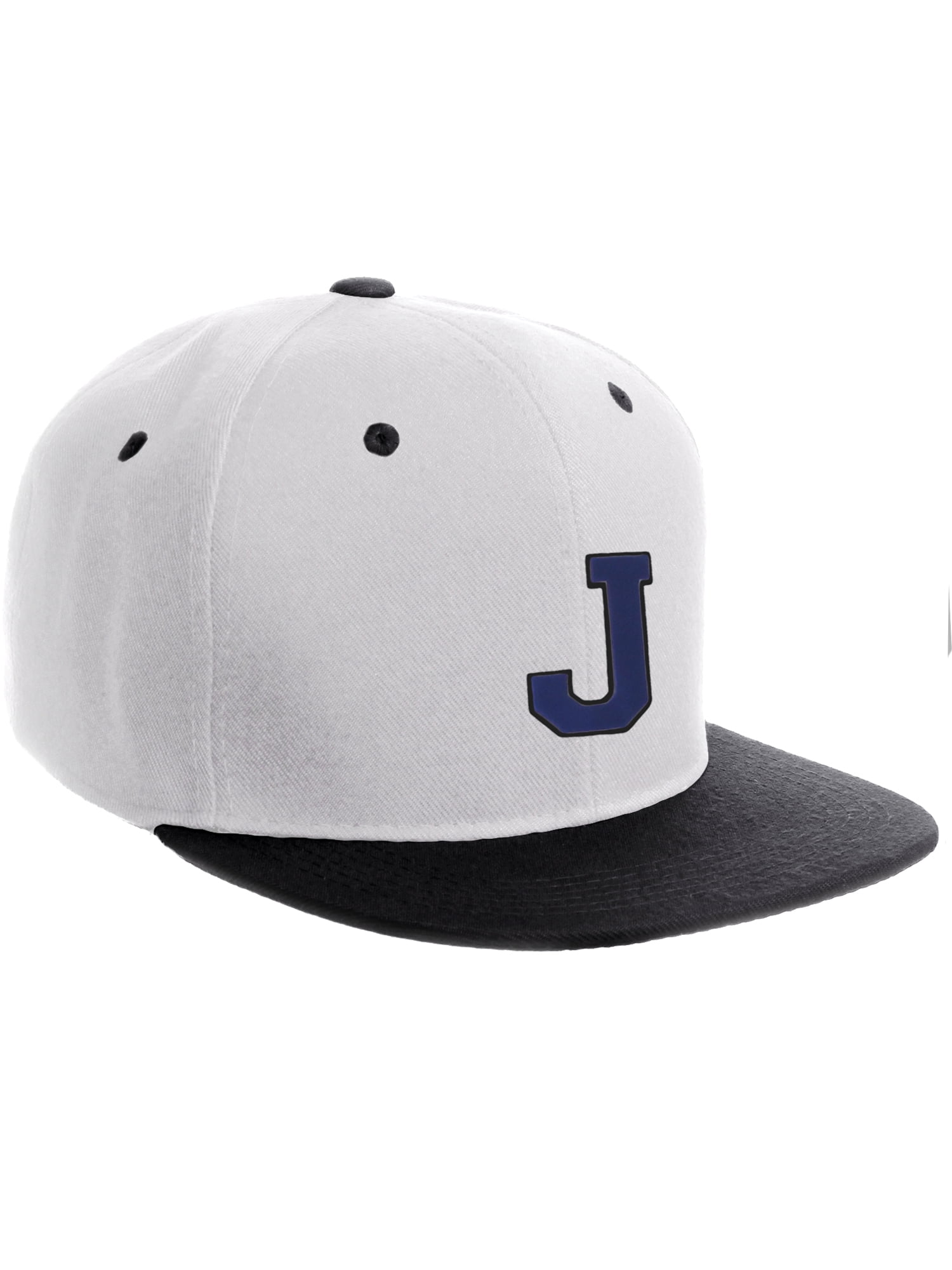 Classic Snapback Hat Custom A to Z Initial Letters, White Black Hat ...