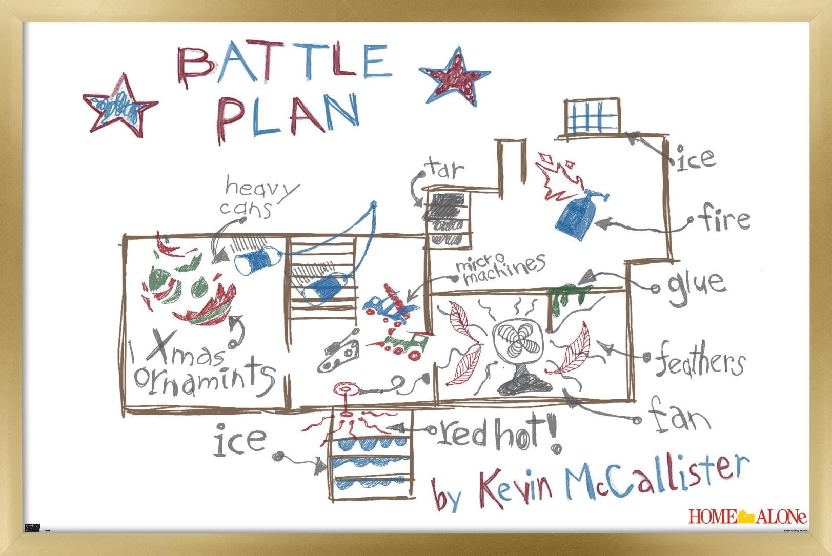 Home Alone - Map Wall Poster, 22.375" x 34", Framed - Walmart.com