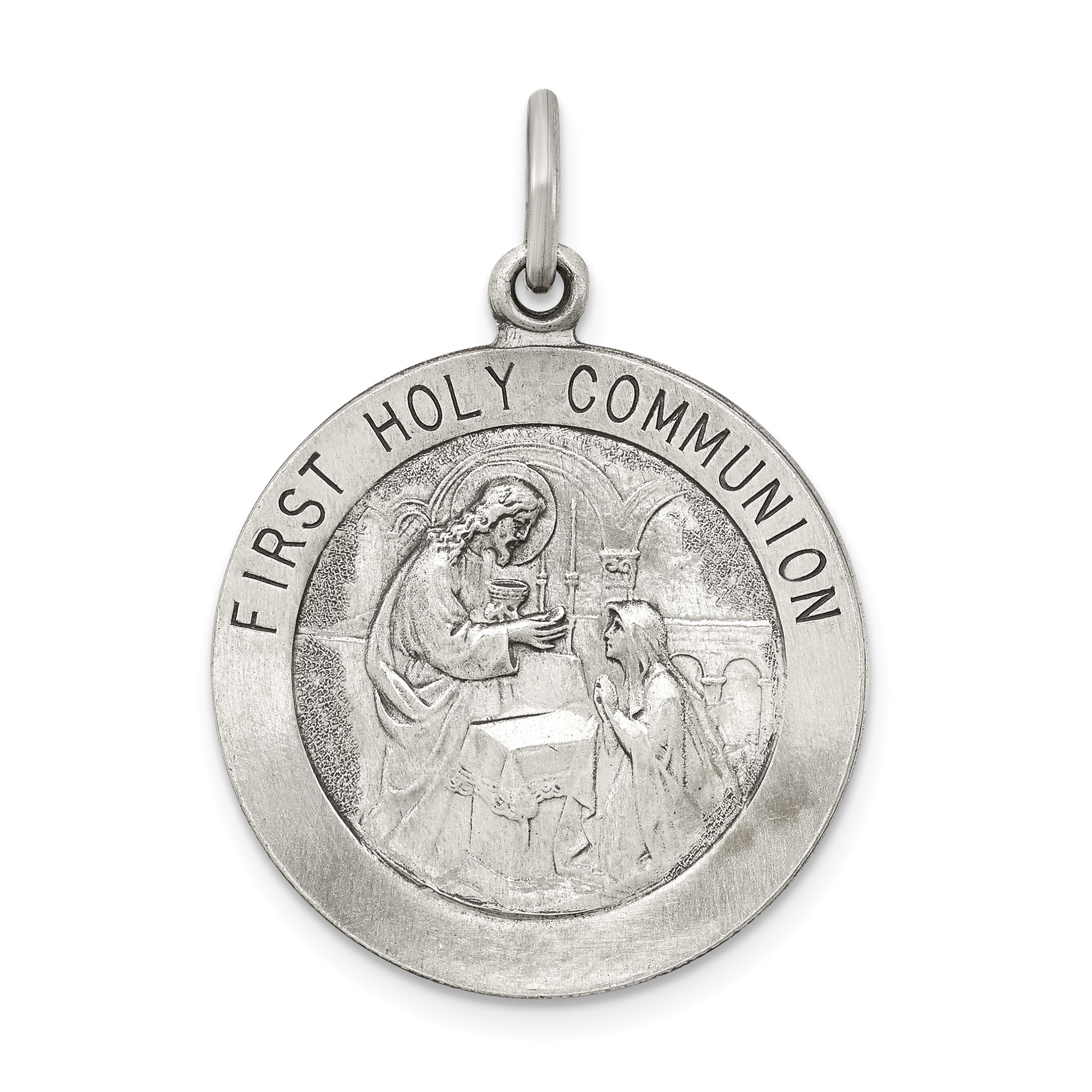 Sterling Silver Antiqued First Holy Communion Medal - Walmart.com