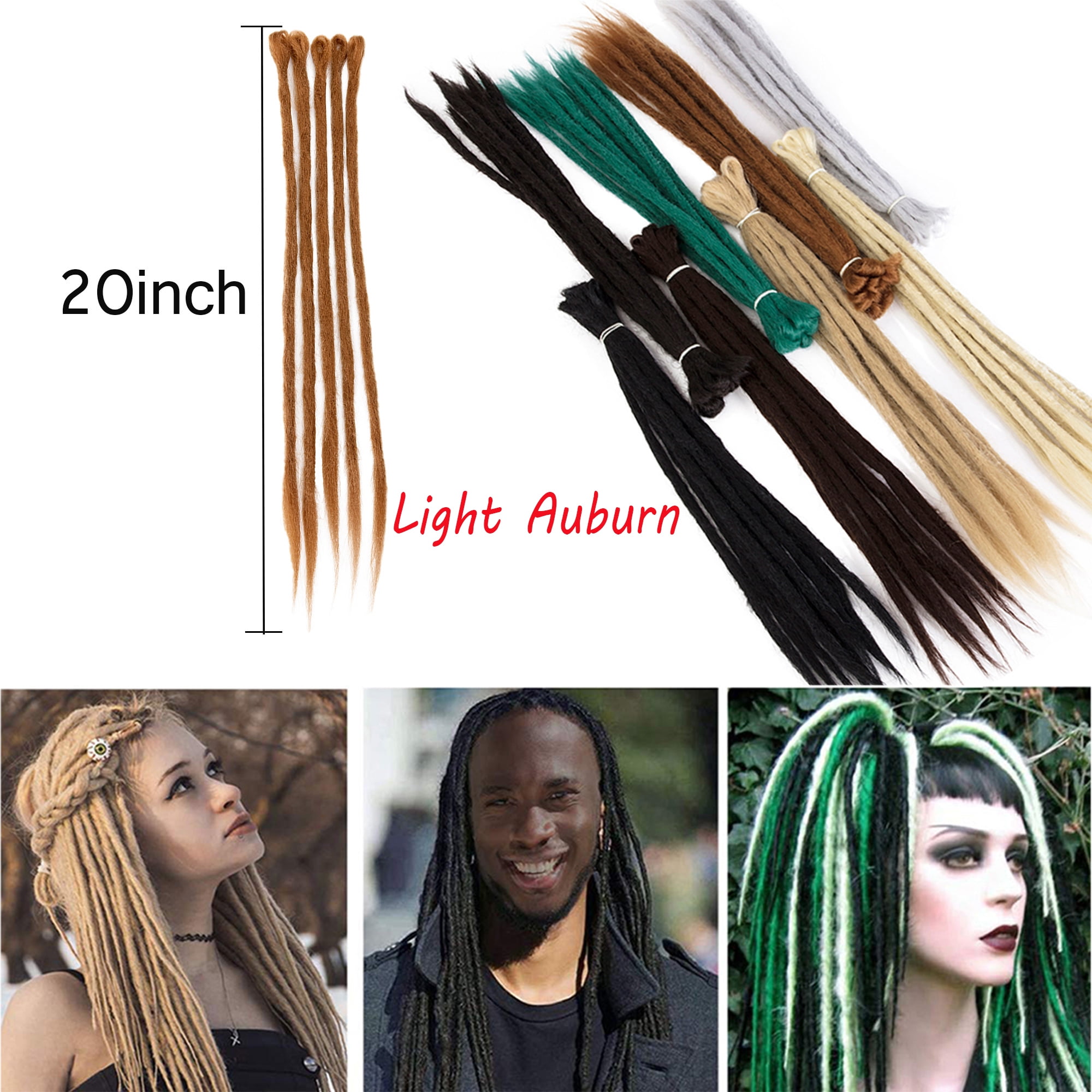 Unisex 20 Inch Dreadlocks Extensions Synthetic Dreads Reggae Hair Hip ...