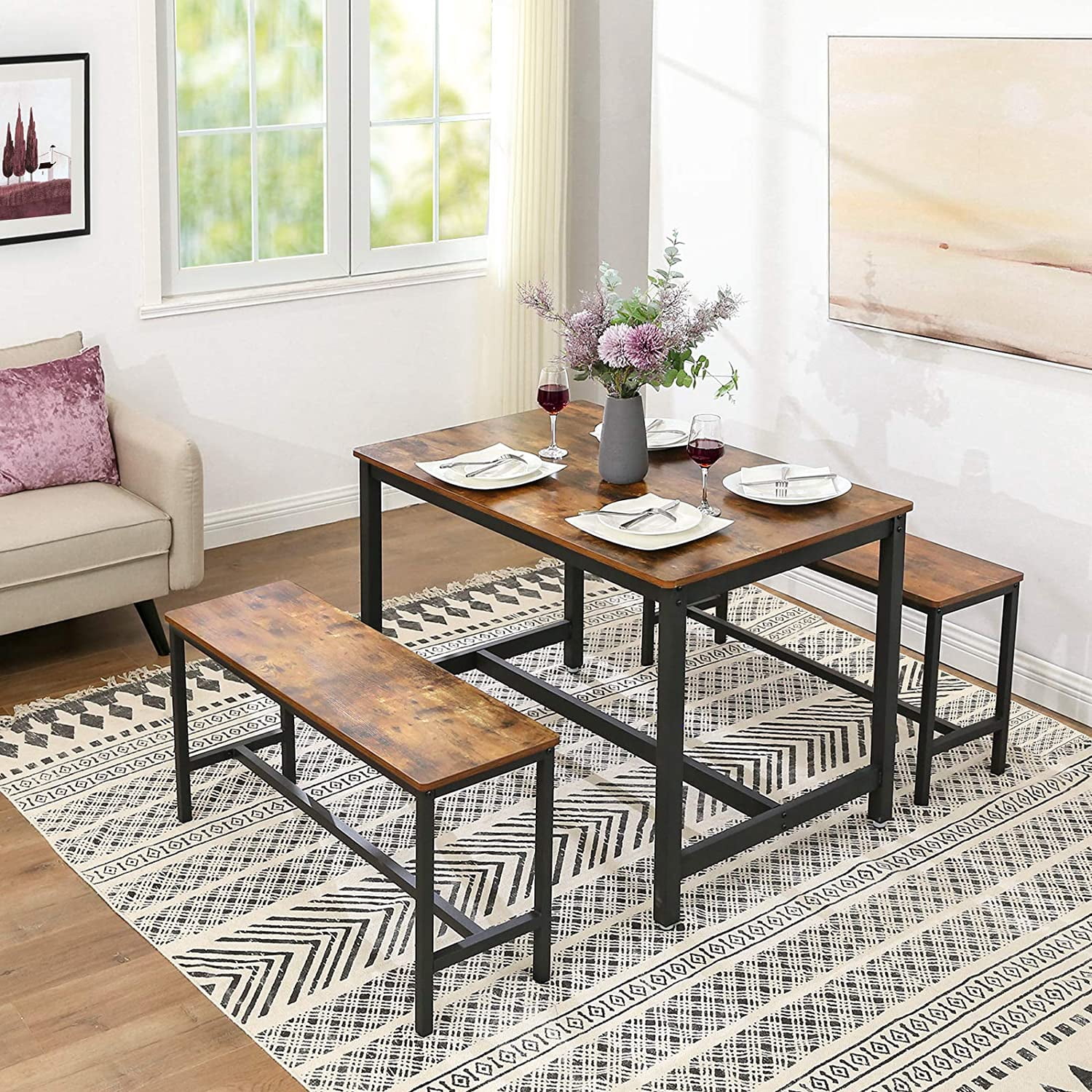 Dining Table With 2 Bench Space Saving Dining Table Set Modern Soho