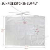 Sunrise Kitchen Supply White Half Bistro Apron, 2 Pockets, 19"L By 27"W ...