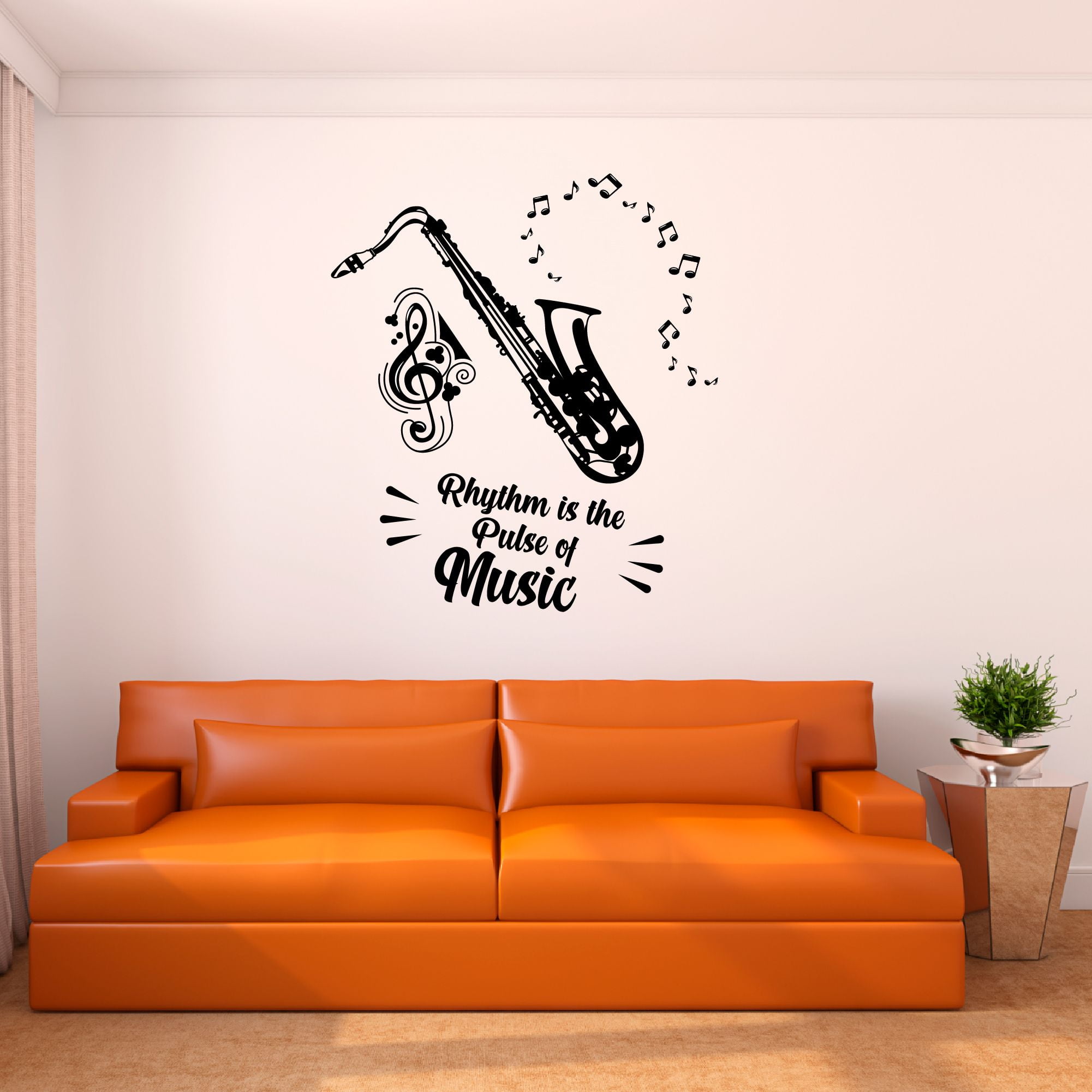 Music Wall Decal Saxophone Silhouette with Musical Notes Bedroom Wall ...