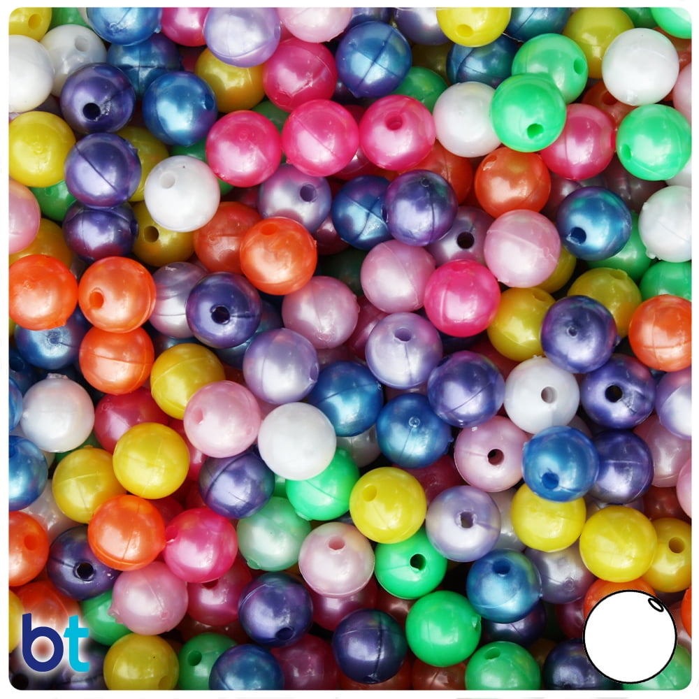 BeadTin Pearl Mix 8mm Round Plastic Beads (300pcs) - Walmart.com