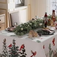 70x52 Inch Rectangular Cardinal Birds Winter Pine Tree Tablecloth ...