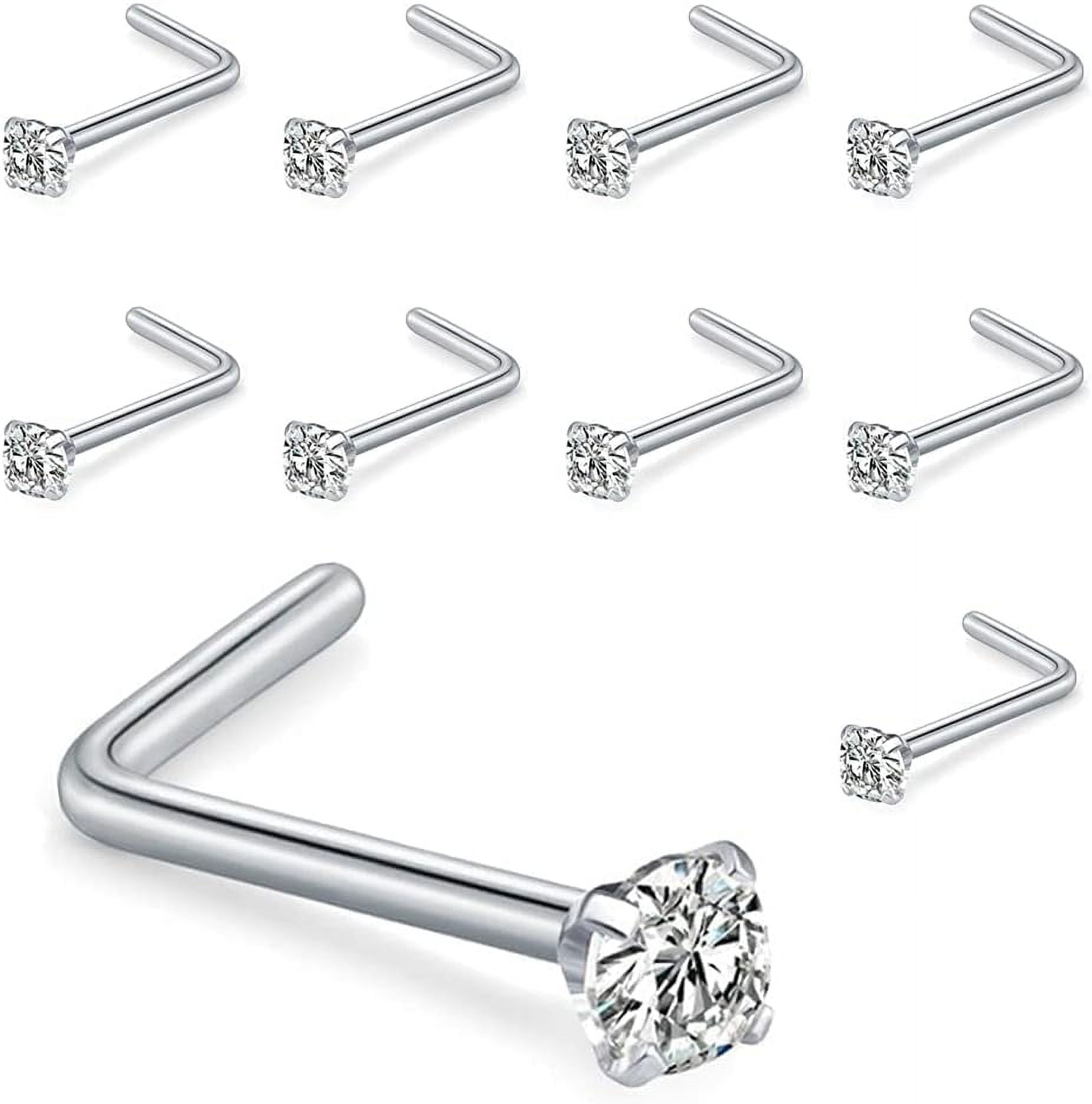 10 piezas de aro para nariz, piercing nasal, piercing curvado para nariz, piercing en forma de L ...