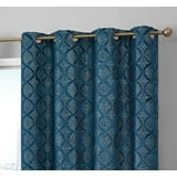 THD Sally Flocked Lattice Geometric 100% Blackout Total Privacy Grommet Window Curtain Panels ...