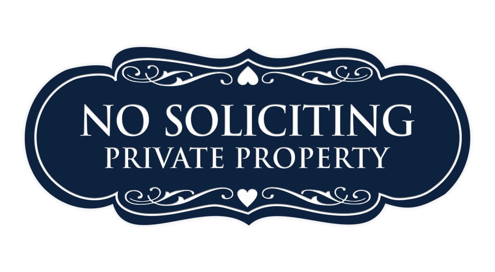 Designer No Soliciting Private Property Sign(Navy Blue / White ...