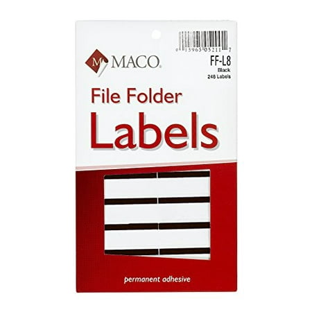 MACO Black File Folder Labels, 9/16 x 3-7/16 Inches, 248 Per Box (FF-L8 ...