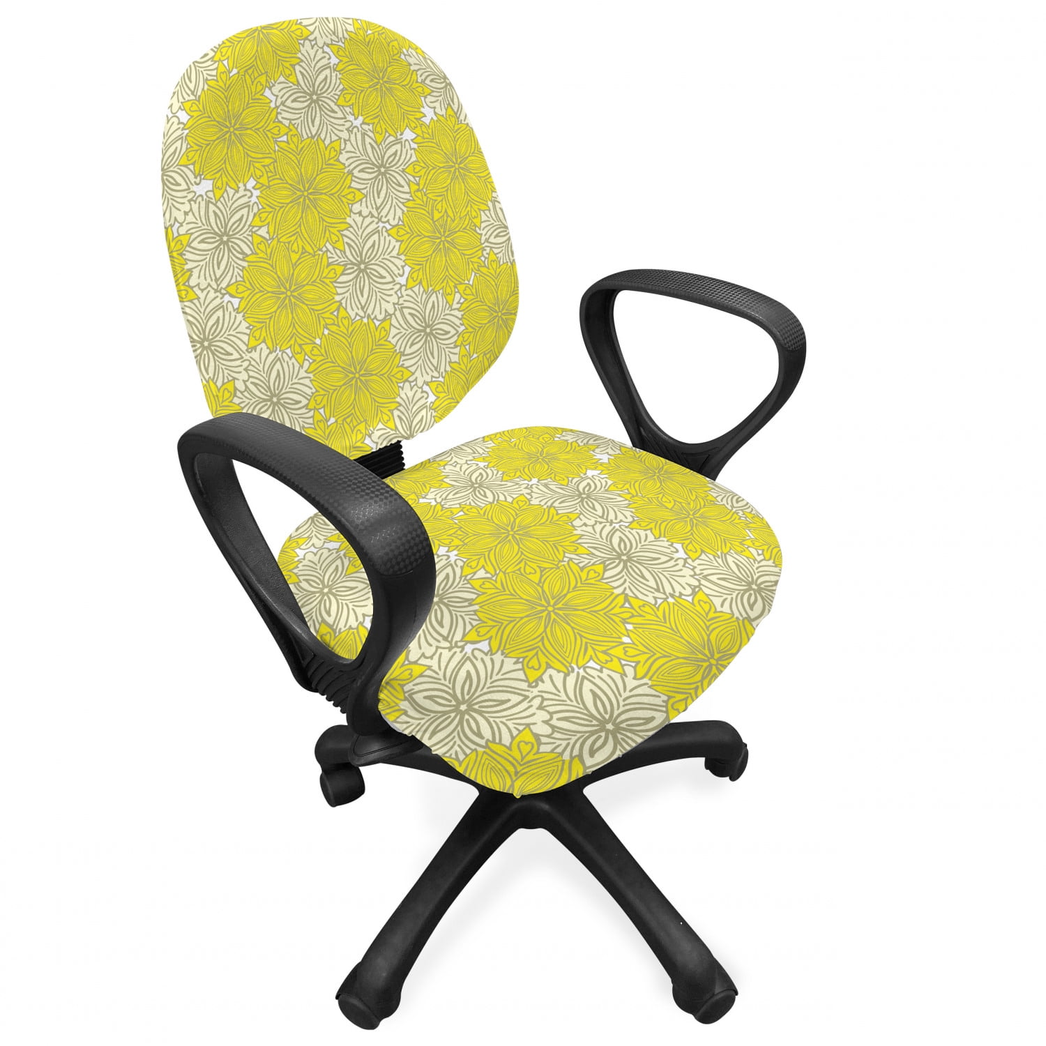 Spring Office Chair Slipcover, Bicolor Floral Arrangement Seasonal ...