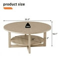 "Homall 35"" Wooden Living Room Round Coffee Table, Solid Wood End ...