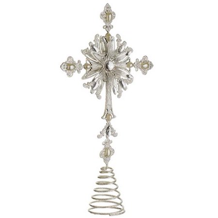 NorthLight 15 inch Silver Shimmer Religious Cross Christmas Tree Topper ...