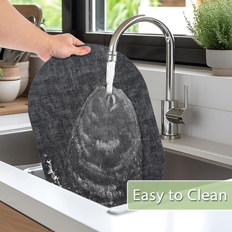 Faux Leather Oval Placemats Set of 12, Charcoal | Non-Slip & Heat ...