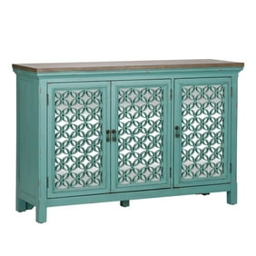 Creative Co-Op MDF & Fir Wood Cabinet with 3 Drawers, Distressed Blue ...