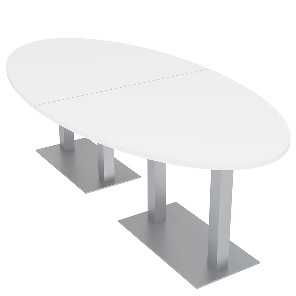 6 Person 8X4 Oval Conference Table with Metal Bases And Power Modules ...