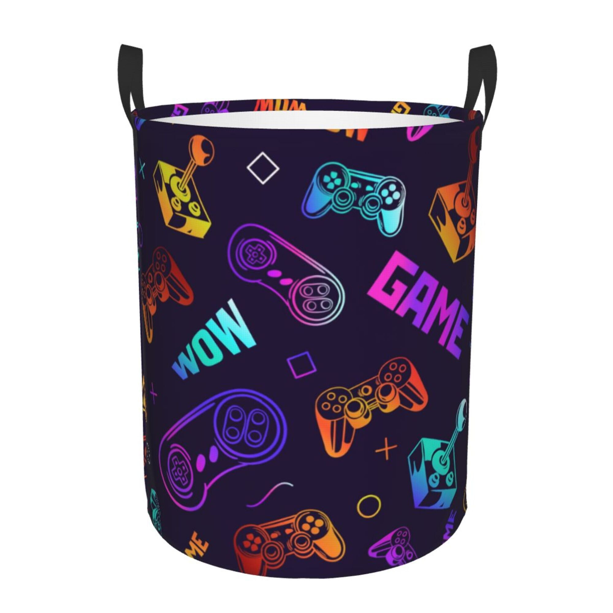 TEQUAN Waterproof Laundry Hampers, Retro Neon Game Controller Pattern ...