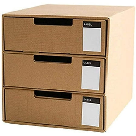 Cardboard Drawer Type 3-Layer Kraft Paper Desktop Storage Fixed Sorter ...