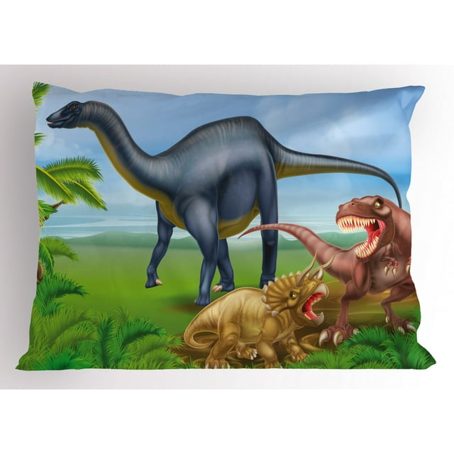 Dinosaur Pillow Sham Different Types of Dinosaurs Natural Jungle ...