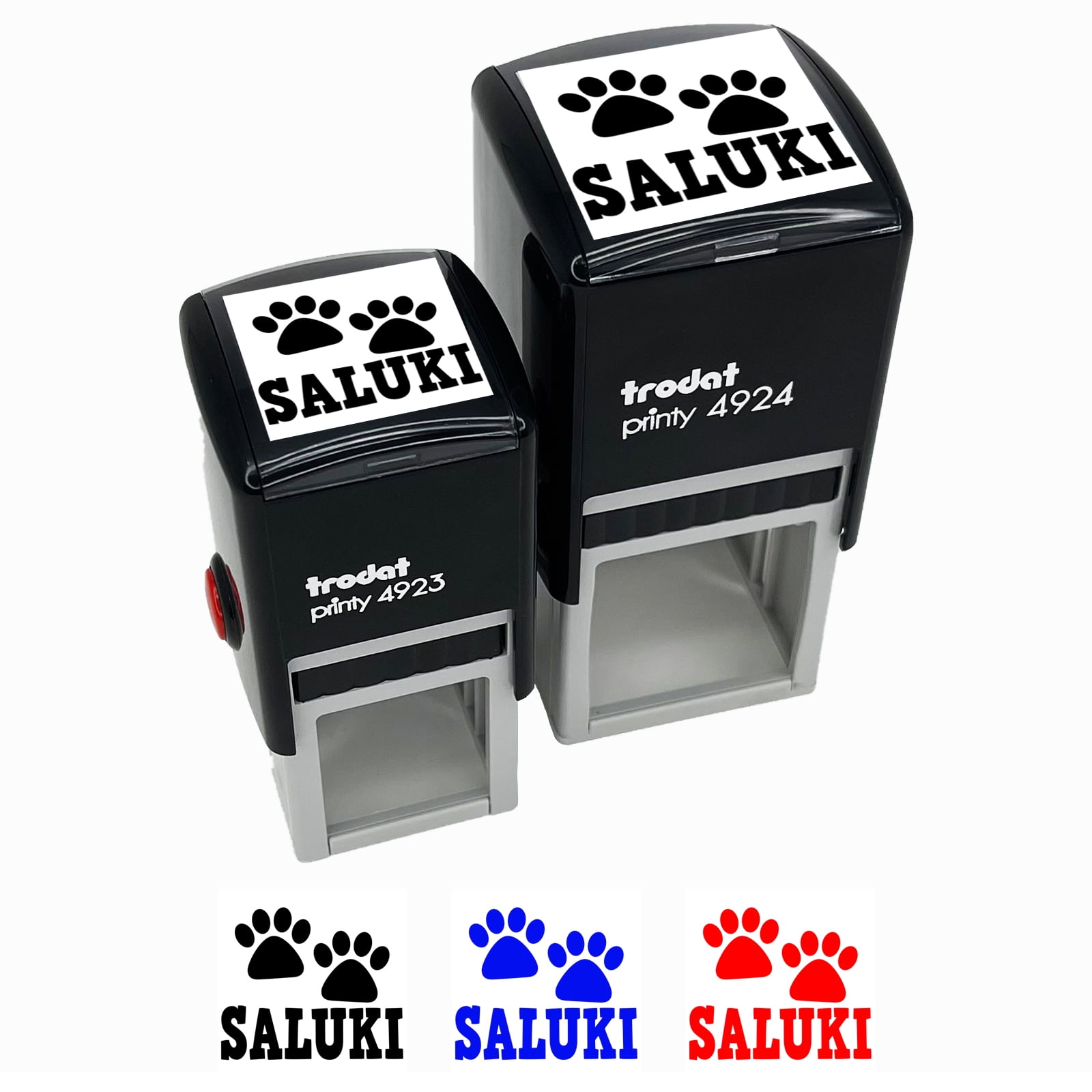 Saluki Dog Paw Prints Fun Text Self-Inking Rubber Stamp Ink Stamper ...