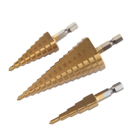 SINOYYONM 3 Piece Set of Straight Slot Hex Shank Step Drill Bit Drill ...