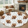 8ft Round Rug Brown Yak Area Rugs for Living Room Bedroom Washable Non ...